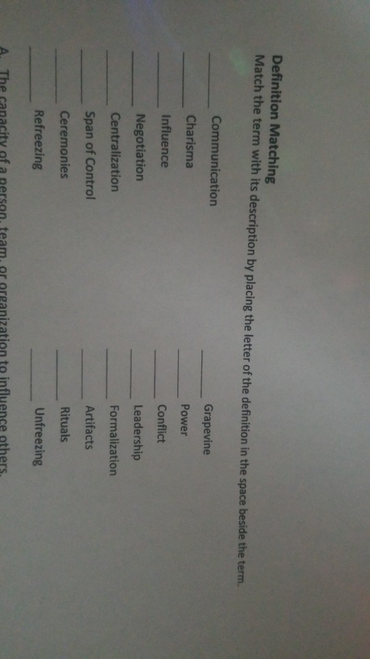 Solved definition matching match the term with its | Chegg.com