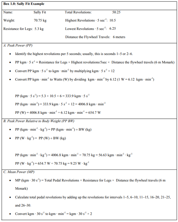 Anaerobic Power Lab Note to Participant: Make sure | Chegg.com