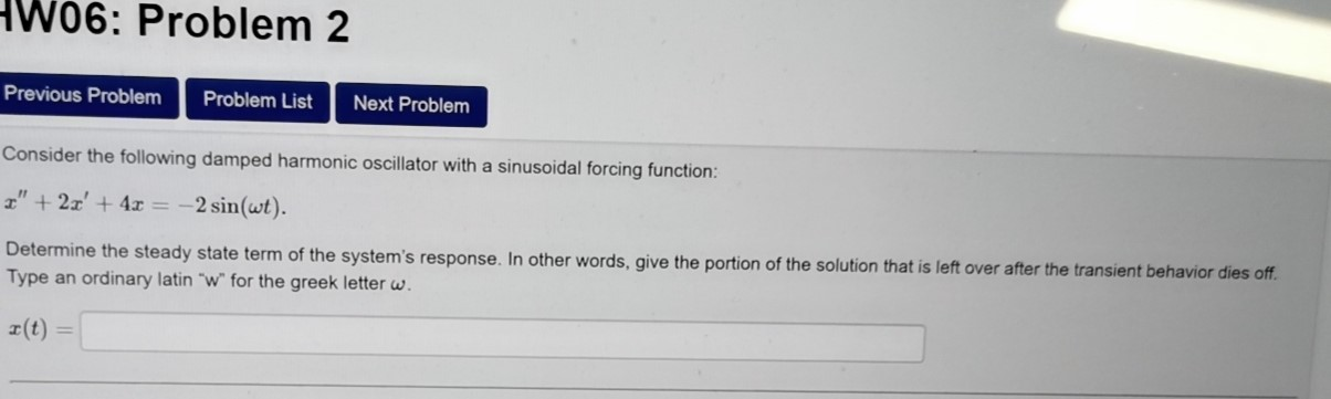 Solved Hw06 Problem 2 Previous Problem Problem List Next 6158