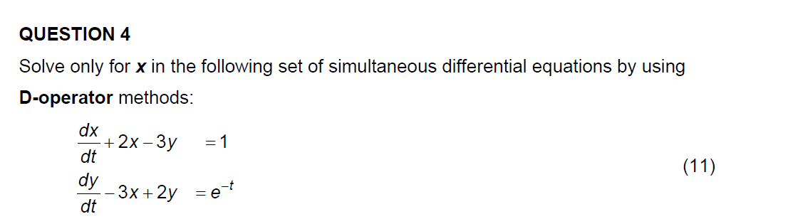 Solved Solve only for x in the following set of simultaneous | Chegg.com