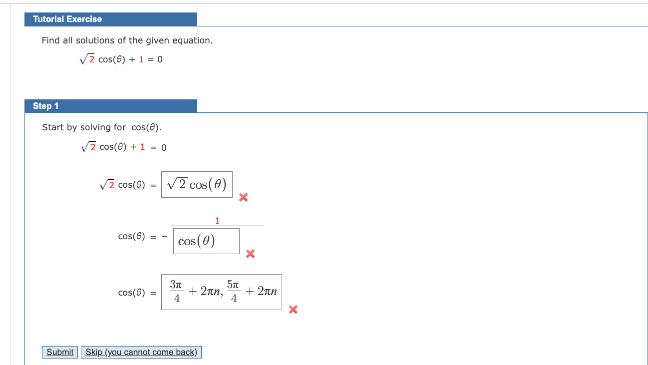 Solved Find all solutions of the given equation. 2cos(θ)+1=0 | Chegg.com