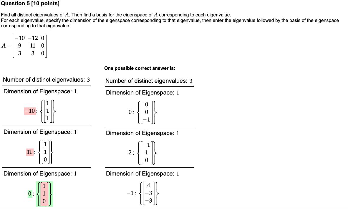 Solved Find all distinct eigenvalues of A. Then find a basis | Chegg.com