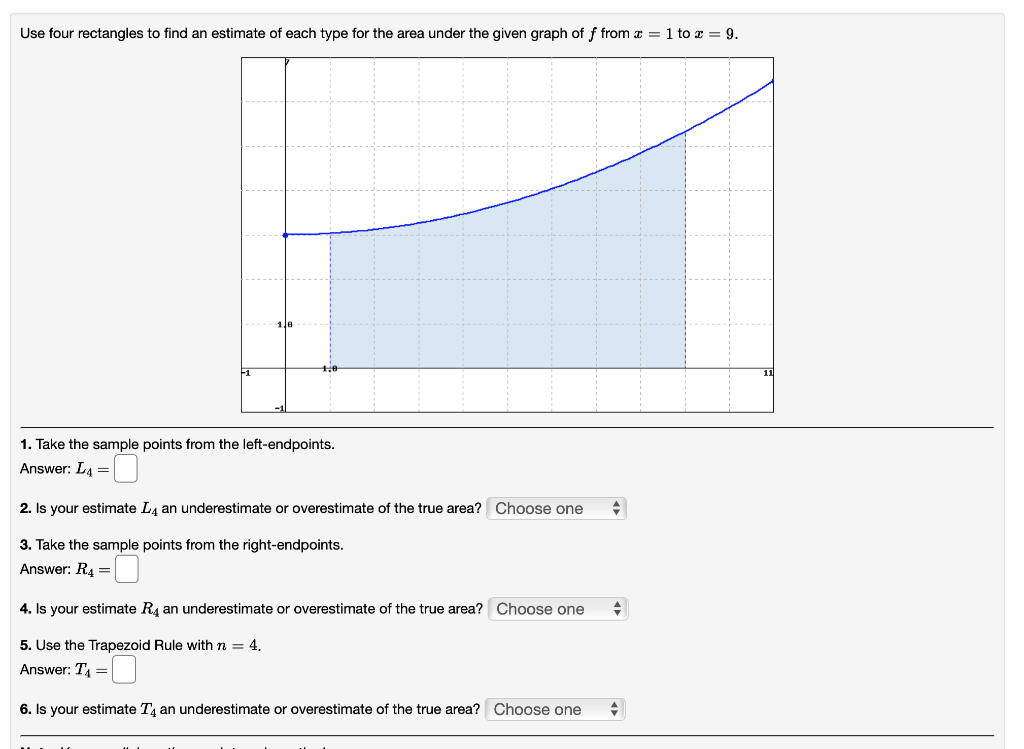 Solved Use four rectangles to find an estimate of each type | Chegg.com