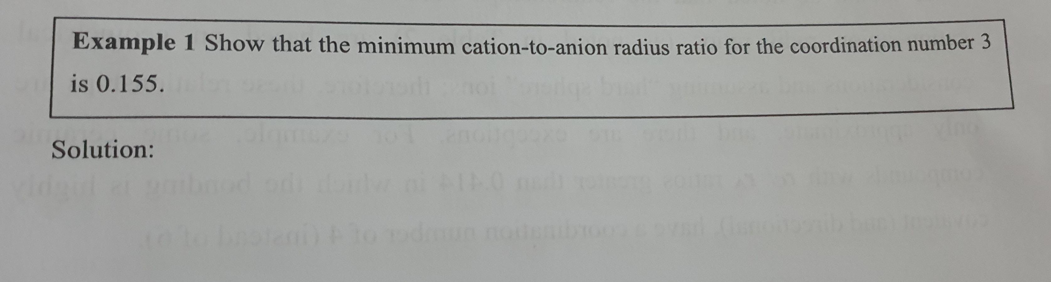 Solved Example 1 Show That The Minimum Cation To Anion