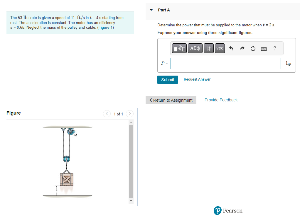 Solved The 53-lb crate is given a speed of 11ft/s in t=4 s | Chegg.com