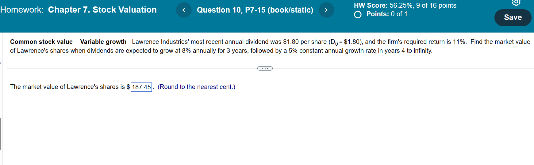 Solved Homework: Chapter 7. Stock Valuation Question 10, | Chegg.com