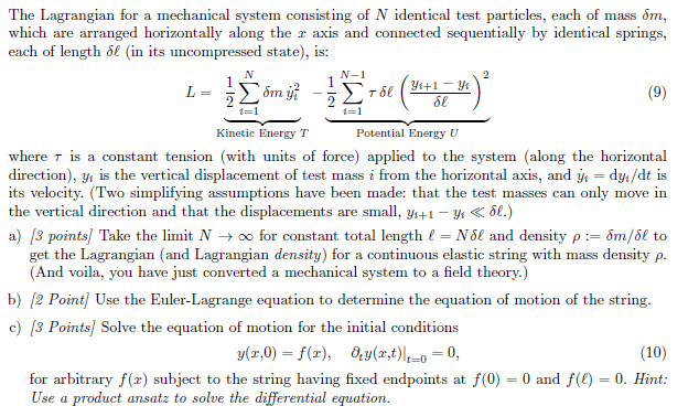Solved The Lagrangian for a mechanical system consisting of | Chegg.com