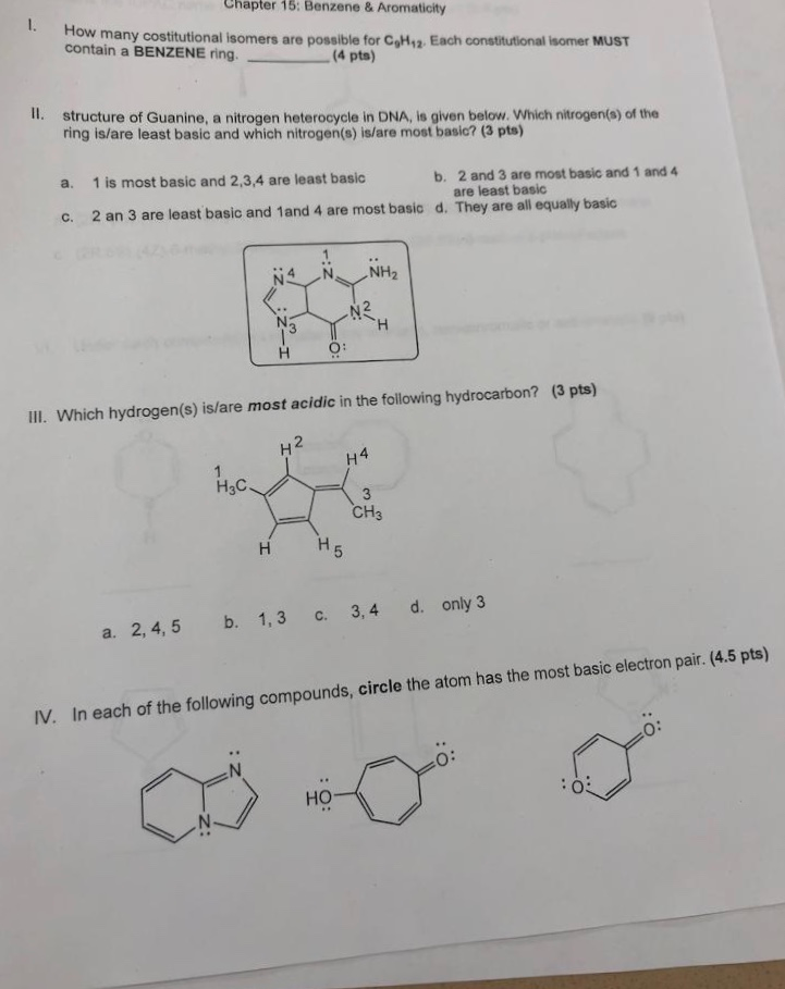 Solved Chapter 15: Benzene & Aromaticity How many | Chegg.com