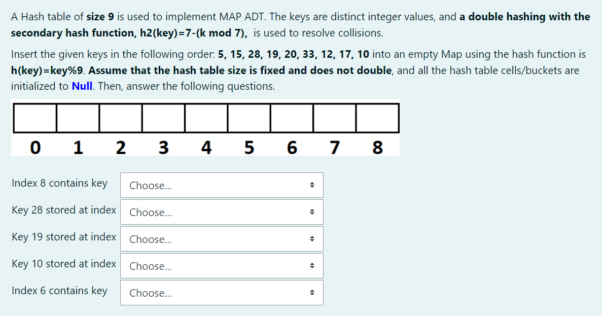 Solved A Hash table of size 9 is used to implement MAP ADT. | Chegg.com