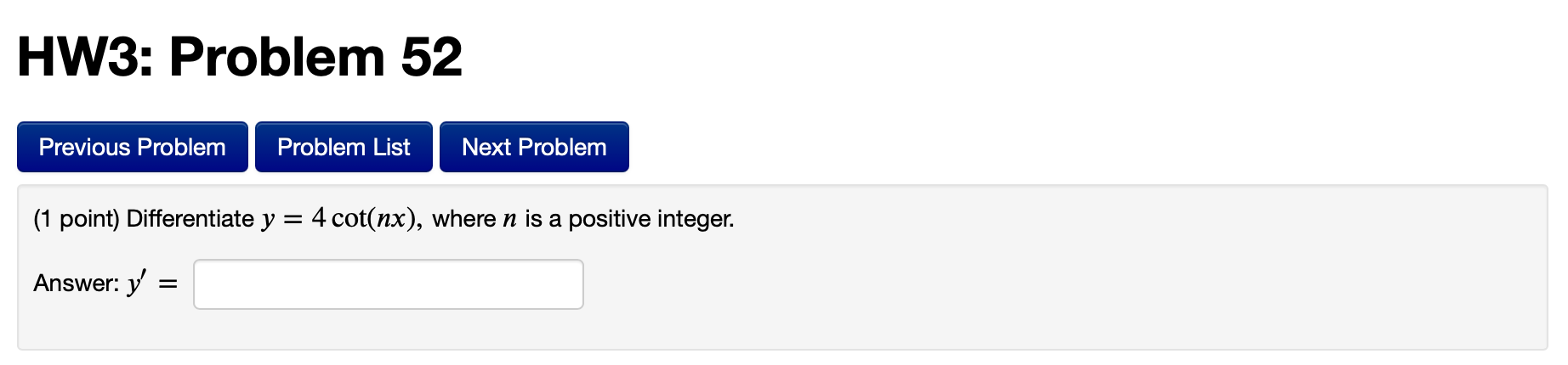 Solved HW3: Problem 52 Previous Problem Problem List Next | Chegg.com