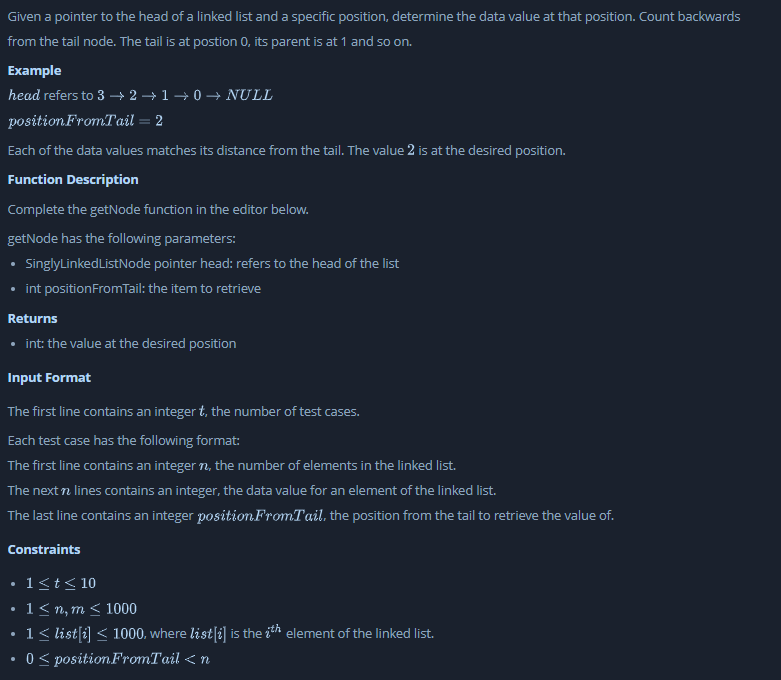 Solved Given a pointer to the head of a linked list and a | Chegg.com
