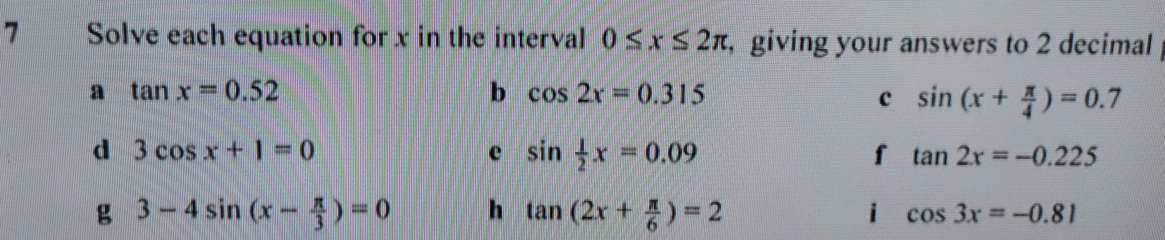 Solved Solve each equation for x in the interval 0≤x≤2π, | Chegg.com