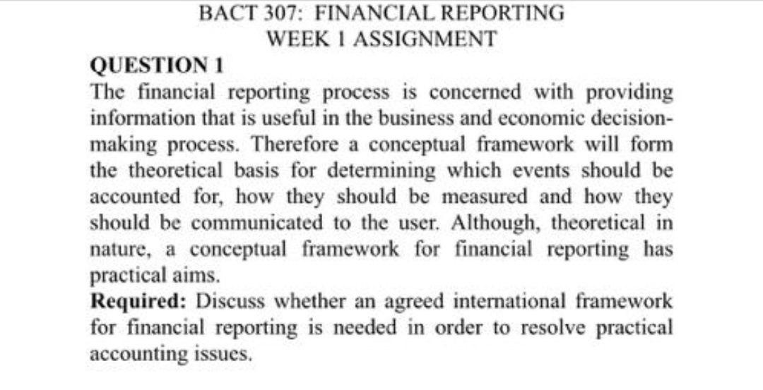 Solved BACT 307: FINANCIAL REPORTING WEEK I ASSIGNMENT | Chegg.com