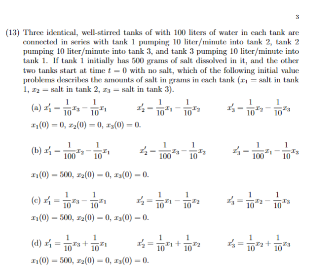 Solved Three identical, well-stirred tanks of with 100 | Chegg.com