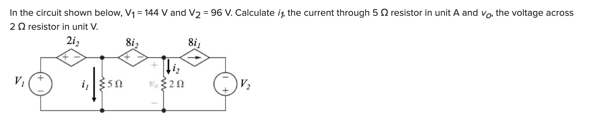Solved - = In the circuit shown below, V1 = 144 V and V2 = | Chegg.com