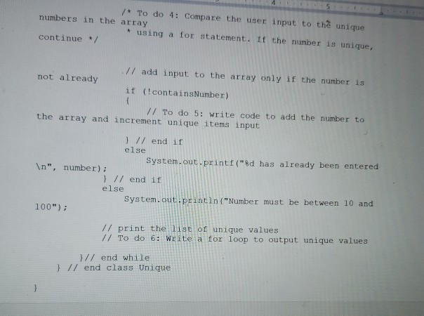 Solved import java.util.Scanner; public class unique public | Chegg.com
