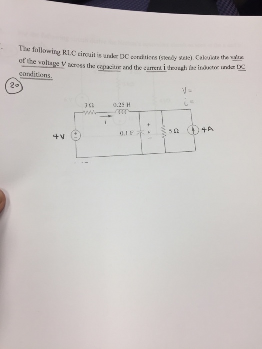 Solved The following RLC circuit is under DC conditions | Chegg.com