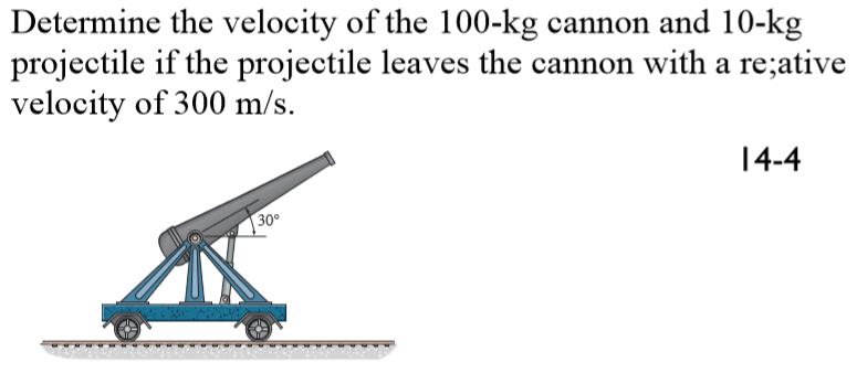 Solved Determine the velocity of the 100-kg cannon and 10-kg | Chegg.com