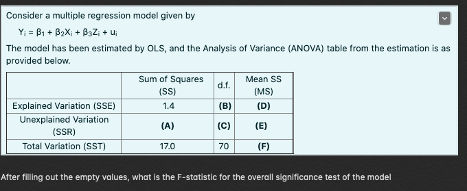 Solved Consider a multiple regression model given by Y; = B1 | Chegg.com