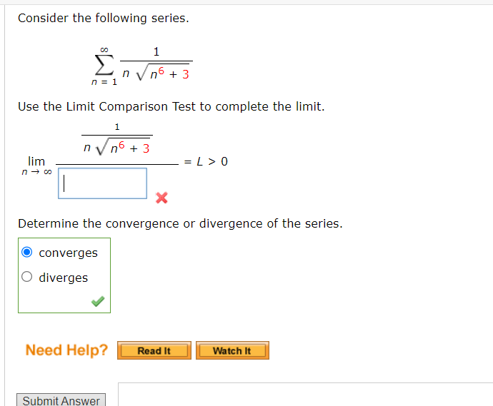 Solved Consider the following series. ∑n=1∞nn6+31 Use the | Chegg.com
