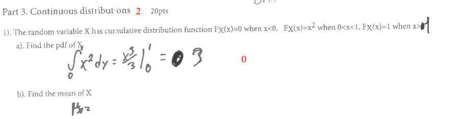 Solved Part 3. Continuous distribut ons 2 20pts 1). The | Chegg.com