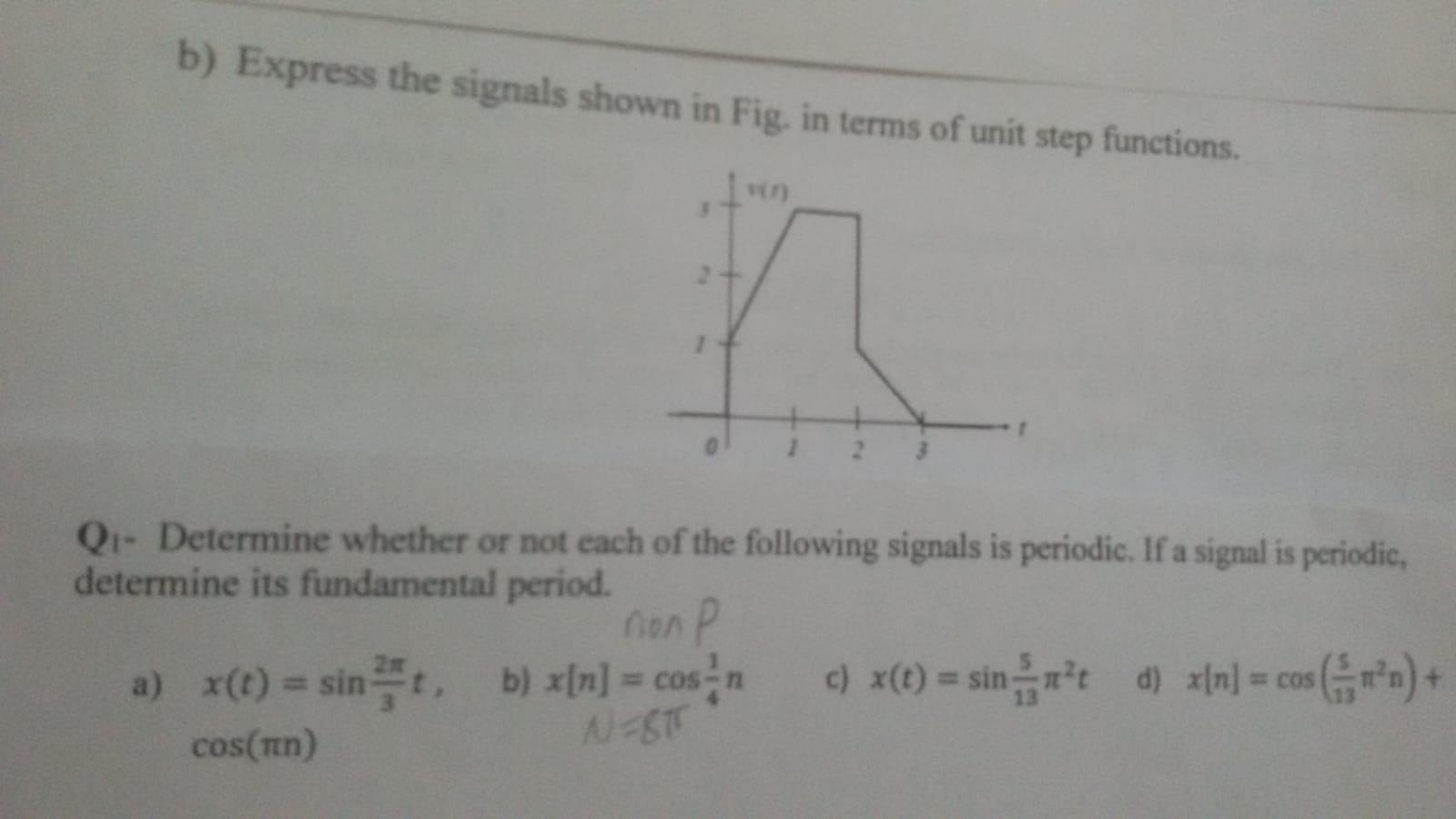 Solved b) Express the signals shown in Fig. in terms of unit | Chegg.com