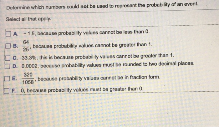 Solved Determine which numbers could not be used to | Chegg.com
