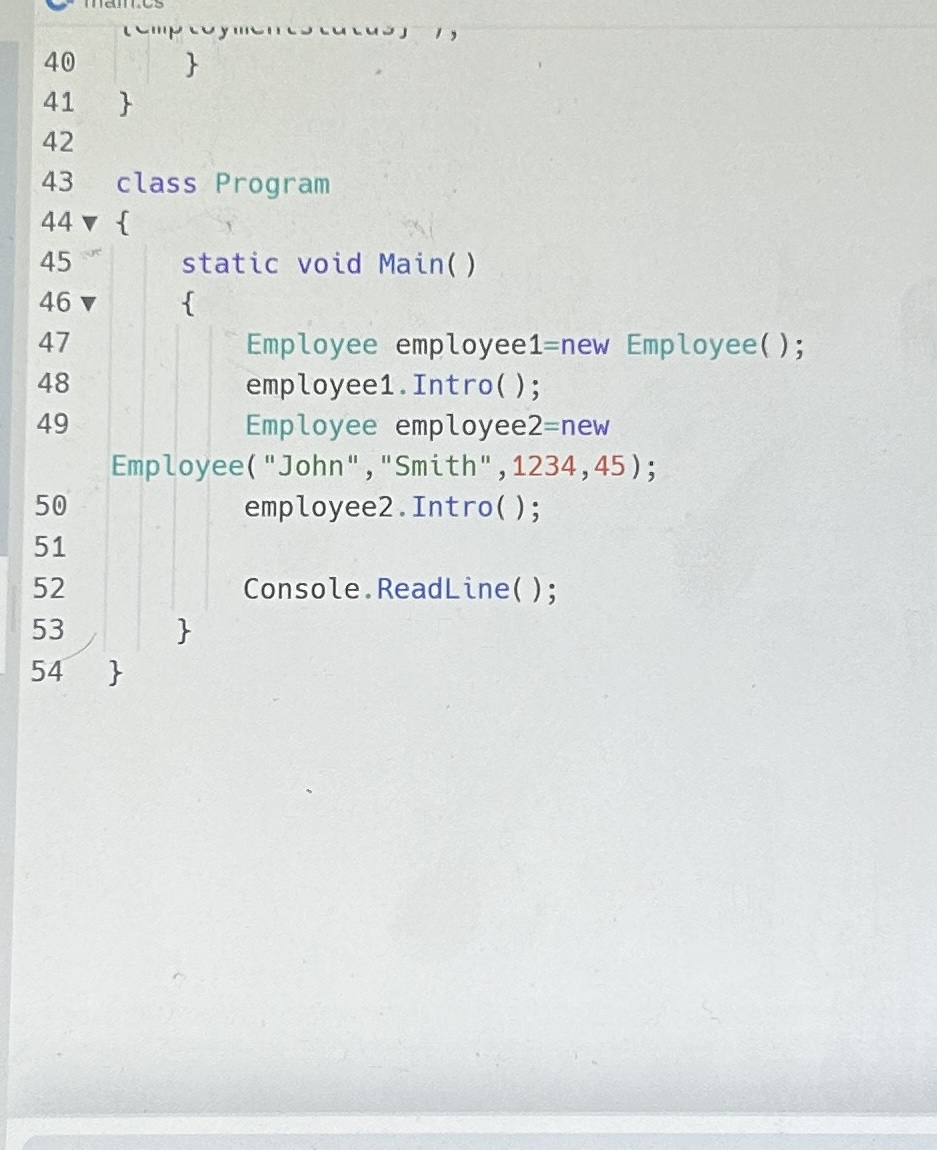 Solved 2. Update the Employee in Employee.cs PROPERTIES 3. | Chegg.com