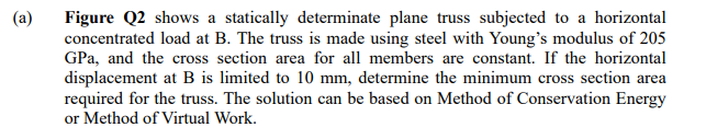 Solved (a) Figure Q2 shows a statically determinate plane | Chegg.com