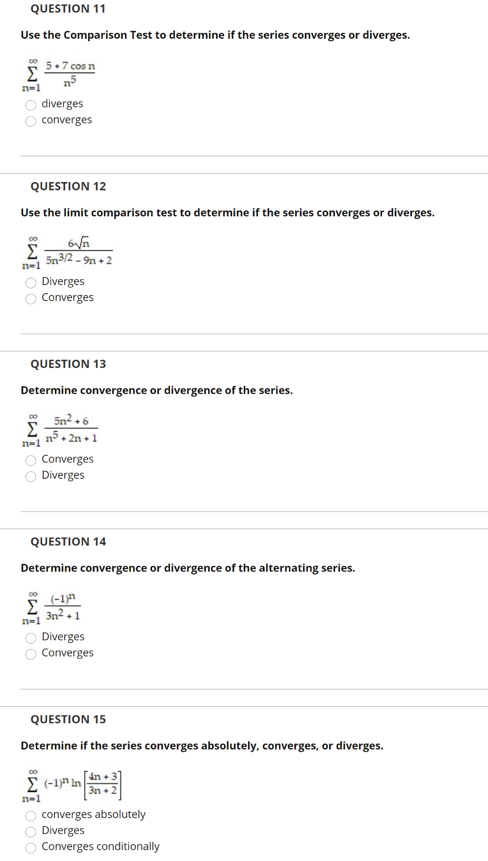 Solved Use the Comparison Test to determine if the series | Chegg.com