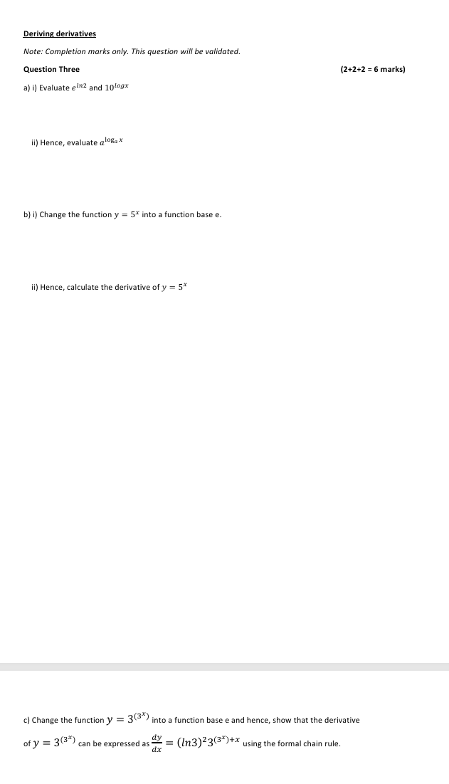 Solved Deriving derivativesNote: Completion marks only. This | Chegg.com
