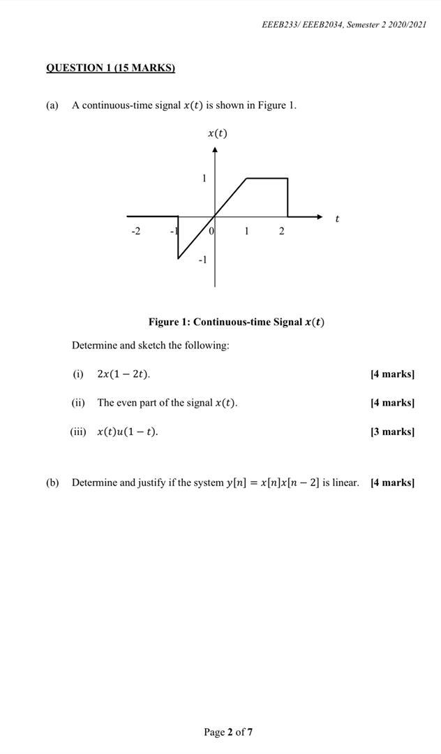 Solved EEEB233/EEEB2034. Semester 2 2020/2021 QUESTION 1 (15 | Chegg.com