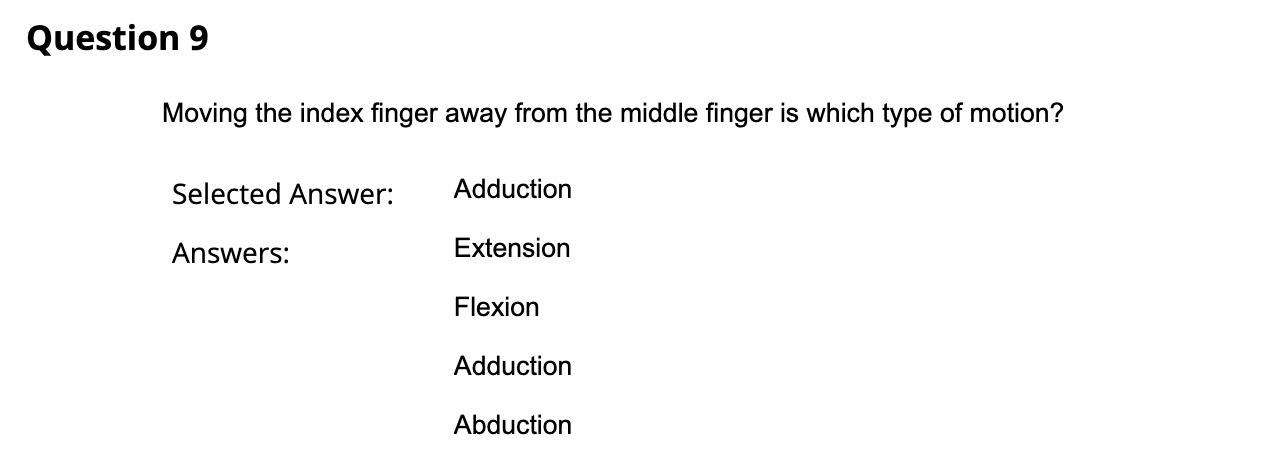 Solved Moving the index finger away from the middle finger | Chegg.com