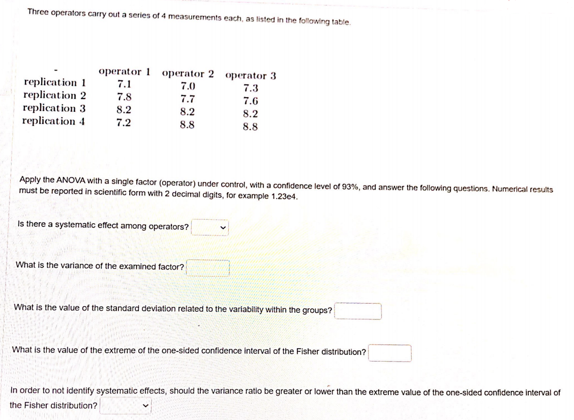 Solved Three operators carry out a series of 4 measurements | Chegg.com