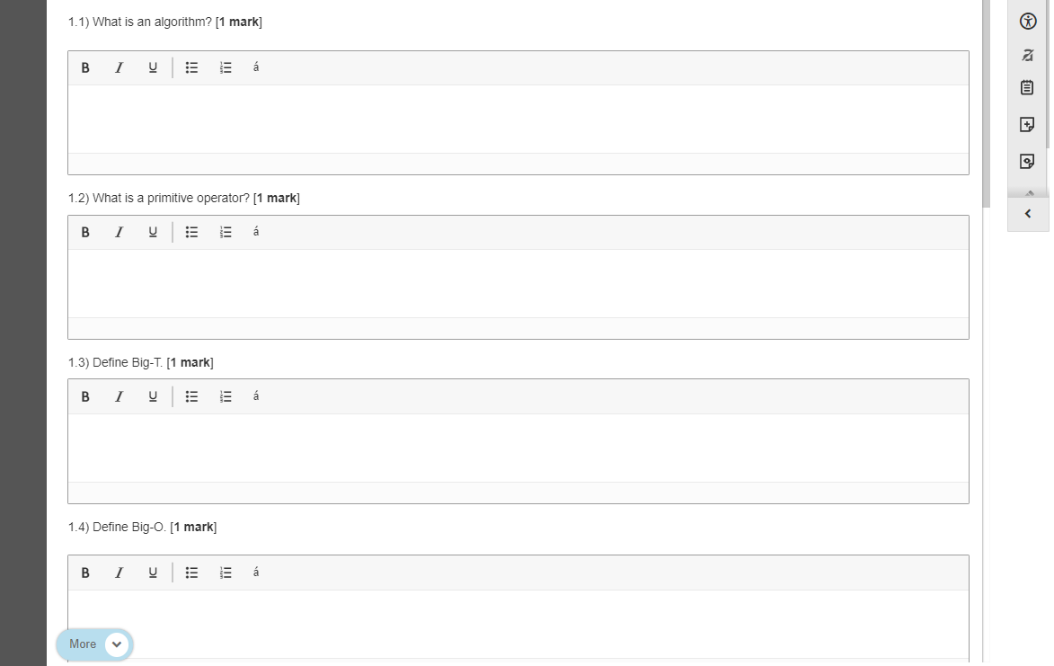 Solved 1.1) What is an algorithm? [1 mark] В І U á | lo 1.2) | Chegg.com