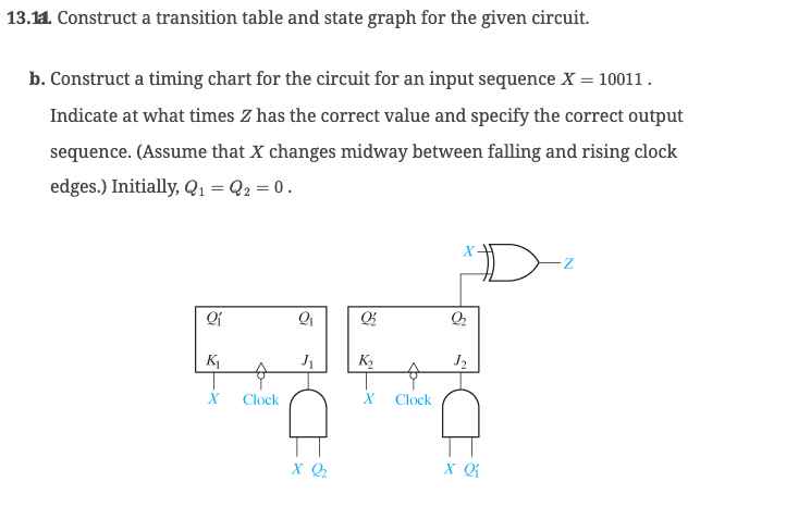 Solved 13.11. Construct a transition table and state graph | Chegg.com