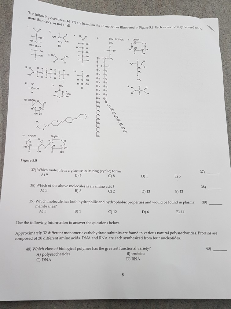 Solved C- Н Figure 5.3 34) The molecule shown in Figure 5.3 | Chegg.com