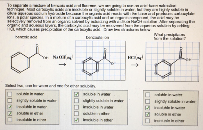 Solved To separate a mixture of benzoic acid and fluorine, | Chegg.com