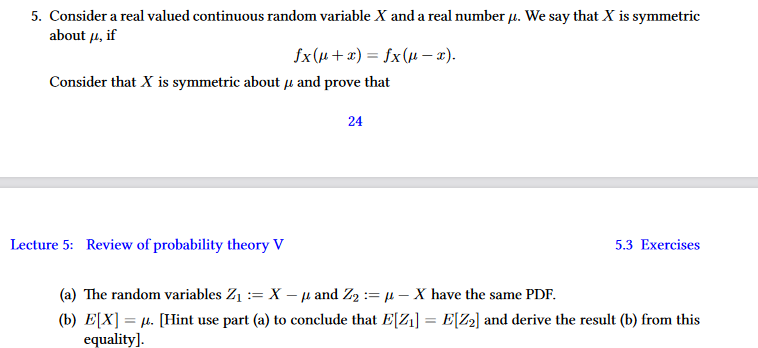5. Consider a real valued continuous random variable | Chegg.com