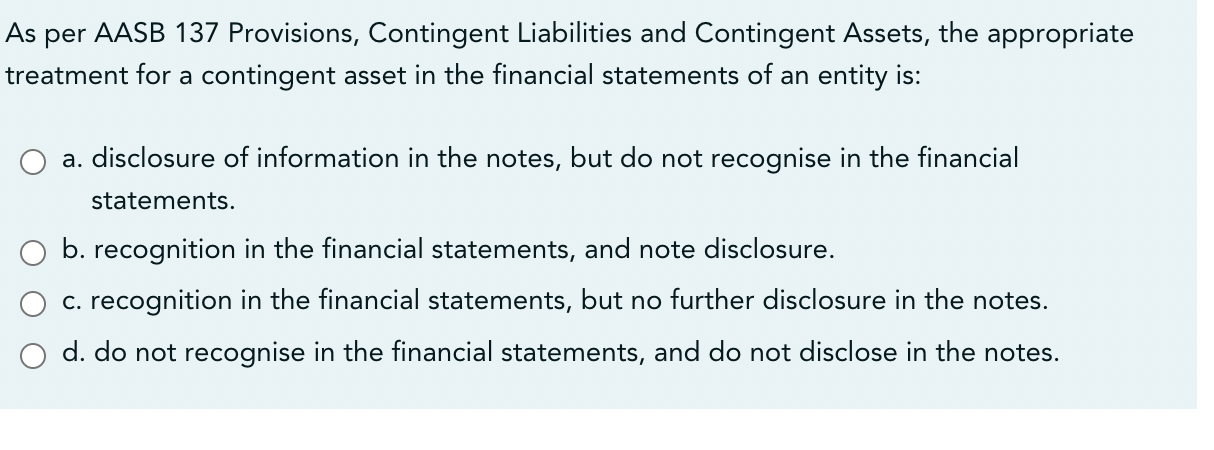 Solved a Under AASB 137 Provisions, Contingent Liabilities | Chegg.com