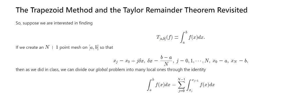 Solved The Trapezoid Method and the Taylor Remainder Theorem | Chegg.com