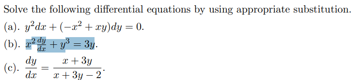 Solved Solve the following differential equations by using | Chegg.com