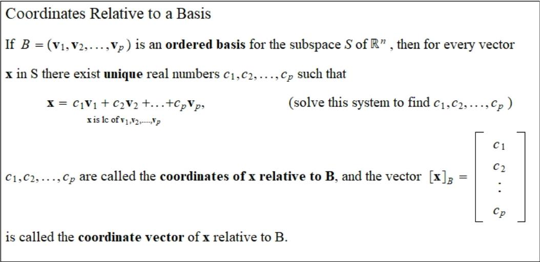Solved Coordinates Relative to a Basis If B = (V1, V2,..., | Chegg.com