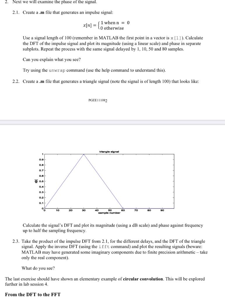 2. Next we will examine the phase of the signal. 2.1. | Chegg.com