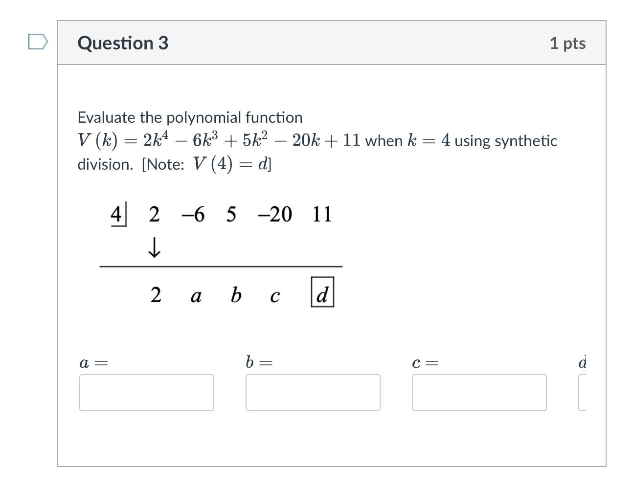 Solved Evaluate the polynomial function | Chegg.com