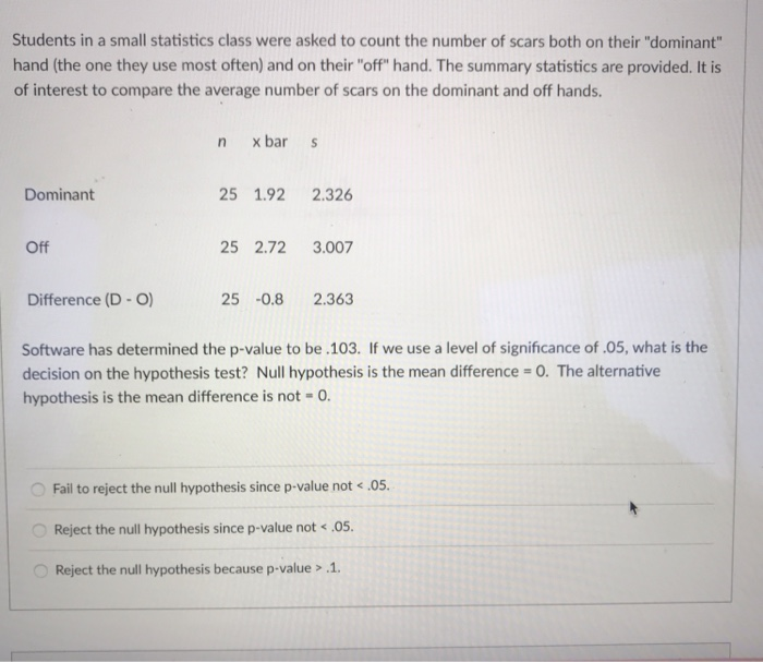 Solved Question5 1 pts Students in a small statistics class | Chegg.com