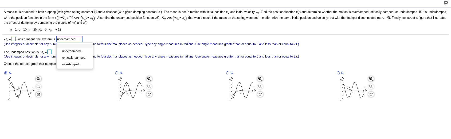 Solved A mass m is attached to both a spring (with given | Chegg.com