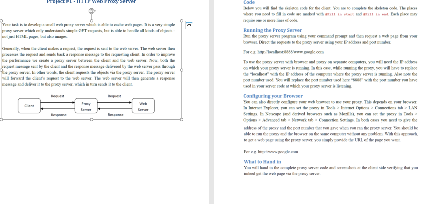 Solved Project #1 -HTTP Web Proxy Server Code Below you will | Chegg.com