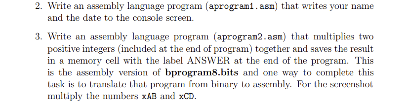 Solved 2. Write an assembly language program (aprogram1. | Chegg.com