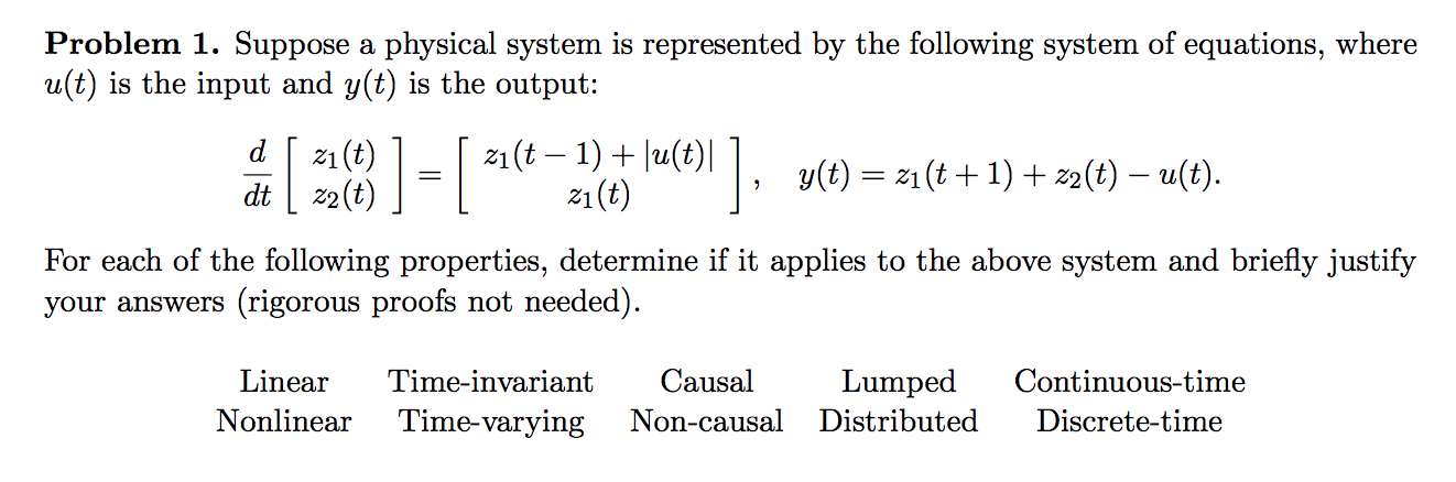 Solved Problem 1. Suppose a physical system is represented | Chegg.com